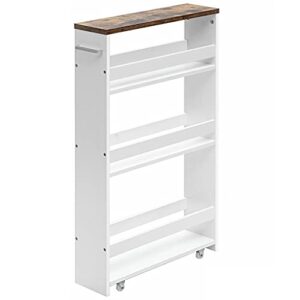 jydqm 4-layer rolling -thin practical storage cart tower kitchen storage box handle white storage cart