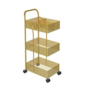 jydqm iron rack bedroom kitchen metal mobile bathroom storage rack wheeled trolley gold kitchen cart kitchen island (color : gray, size : 40x29x96)