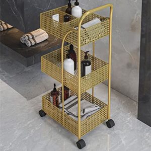 JYDQM Iron Rack Bedroom Kitchen Metal Mobile Bathroom Storage Rack Wheeled Trolley Gold Kitchen Cart Kitchen Island (Color : Gray, Size : 40x29x96)