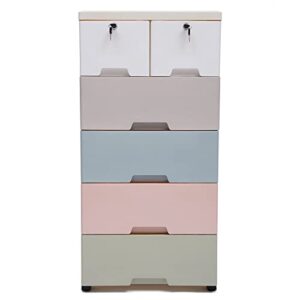 Gdrasuya10 Plastic Dresser Storage Cabinet with 6 Drawers Dressers Storage Cabinet Tall Dresser Organizer for Clothes Closet Bedroom Living Room Entryway Playroom Furniture, Beige