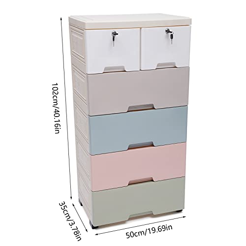 Gdrasuya10 Plastic Dresser Storage Cabinet with 6 Drawers Dressers Storage Cabinet Tall Dresser Organizer for Clothes Closet Bedroom Living Room Entryway Playroom Furniture, Beige