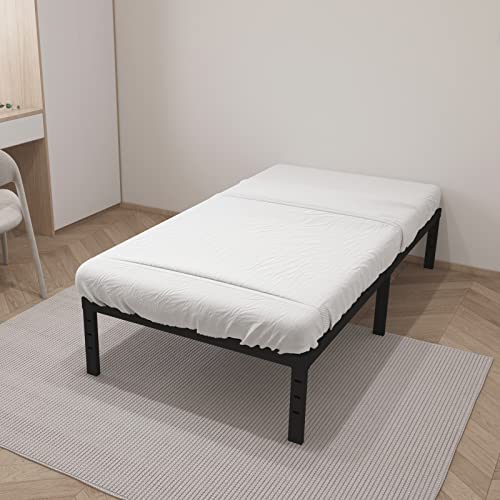 DURISO Twin Size Bed Frame 18 Inch Tall Twin Size Platform Heavy Duty Steel Slats Support Max 2000lbs Easy to Assemble No Box Spring Needed No Noise Black