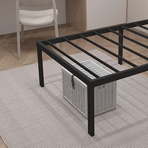 DURISO 14 Inch Twin Size Bed Frame Heavy Duty Metal Twin Size Platform Max 2000lbs Underbed Storage Space No Box Spring Needed Easy to Assemble No Noise Black