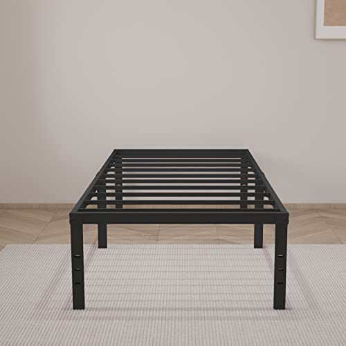 DURISO 14 Inch Twin Size Bed Frame Heavy Duty Metal Twin Size Platform Max 2000lbs Underbed Storage Space No Box Spring Needed Easy to Assemble No Noise Black