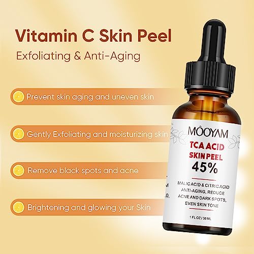 Facial Peeling Serum with 45% Citric Acid Facial Deep Exfoliating Face Chemical Peel for Acne Dark Spots Wrinkles and Fine Lines-Skin Brightening Tightening Moisturizing Serum 30 ml/1 Fl oz