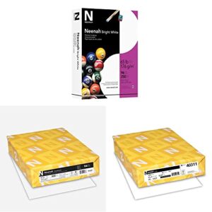 neenah premium cardstock, 8.5" x 11", 65 lb/176 gsm & neenah cardstock, 8.5" x 11", 90 lb/163 gsm, white & exact index cardstock, 8.5" x 11", 90 lb, white, 250 sheets