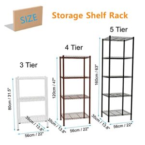 GOYUWEN 4-Shelf Storage Rack Adjustable and 1 Wood Pendant Painting, Heavy Duty Storage Shelving Unit with 350 lbs Loading Capacity, Steel Organizer Wire Rack(Black, 4-Shelf 22"x47"x13.8")