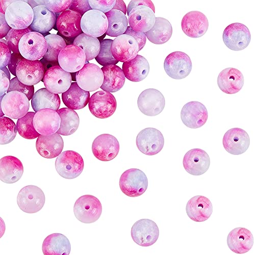 DICOSMETIC 2 Strands Natural Persian Jades Stone Beads Starry Purple Dyed Jade Beads 8mm Round Loose Beads Gemstone Beads Small Energy Stone for Jewellery Making Bracelet Necklace, Hole: 1.2~1.5mm