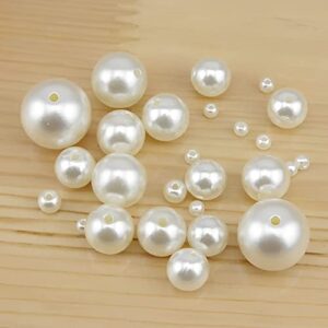 Sooyee Pearl Beads for Craft, 1500pcs Ivory Faux Fake Pearls, 6 MM Small Sew on Pearl Beads with Holes for Jewelry Making, Bracelets, Necklaces, Hairs, Crafts, Decoration and Vase Filler