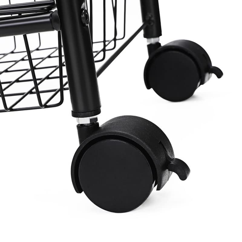 n/a 3 Tier Kitchen Trolley on Wheels with Handle Trolley for Kitchen Bathroom Cabinet White Black (Color : 2)