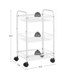 n/a 3 Tier Kitchen Trolley on Wheels with Handle Trolley for Kitchen Bathroom Cabinet White Black (Color : 2)