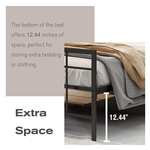 NNV Metal King Size Platform Bed Frame with Headboard and Footboard Under Storage Steel Slat Size Mattress Foundation Black