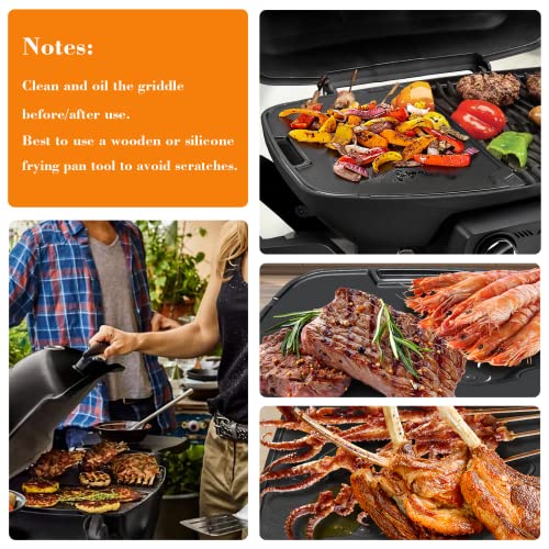 Hisencn Cast Iron Reversible Griddle for Napoleon Portable Barbecue Grill All TravelQ 285 Series, for Napoleon Pro285x, PRO285X-BK, PRO285-BK, PRO285, TQ285X, TQ285X-1, TQ285X-BL, Non-Stick, 1-Pack