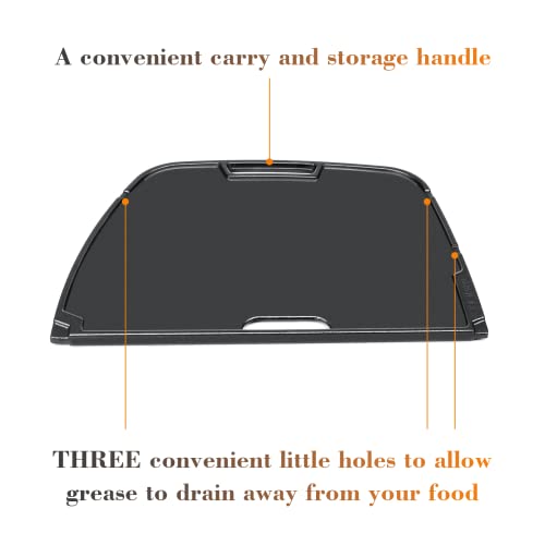 Hisencn Cast Iron Reversible Griddle for Napoleon Portable Barbecue Grill All TravelQ 285 Series, for Napoleon Pro285x, PRO285X-BK, PRO285-BK, PRO285, TQ285X, TQ285X-1, TQ285X-BL, Non-Stick, 1-Pack