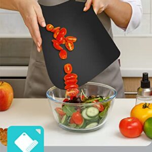 VOMAN Flexible Cutting Boards for Kitchen, Set of 3 | BPA-Free Cutting Mats for Cooking, Cutting Board Mats, Non Slip Cutting Sheets, Plastic Cutting Board Set (Black Black Black)