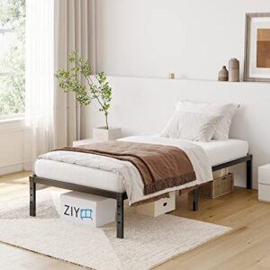 ZIYOO Twin Size Bed Frames, 18 Inch Tall, 3 Inches Wide Wood Slats with 2500lbs Support for Mattress, No Box Spring Needed, Noise Free, Non-Slip, Easy Assembly