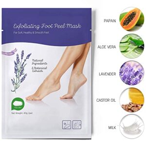 Foot Peel Mask - Exfoliator Peel Off Calluses Dead Skin, Foot Spa and Callus Remover - Baby Soft Smooth Touch Feet with Lavender and Aloe Vera for Men and Women (2 Pairs)