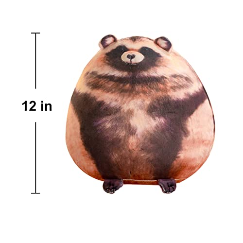 FOXHORSE Raccoon Plush Pillow - 12in Cute Stuffed Animals Plush Body Pillow - Soft Raccoon Plushies Home Decoration Gift for Kids Girlfriends (Raccoon)