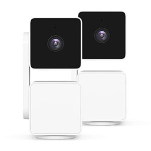 wyze cam pan v3 indoor/outdoor ip65-rated 1080p pan/tilt/zoom wi-fi smart home security camera with color night vision, 2-way audio, compatible with alexa & google assistant, white, 2-pack