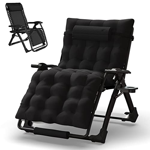 soliles Oversized XXL 30 in Zero Gravity Chair, Reclining Lounge Chair with Removable Cushion & Tray for Indoor and Outdoor, Ergonomic Patio Recliner Folding Reclining Chair