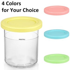 FIRJOY 16 oz. Containers | Extra Replacement Pints and Lids -Compatible with Ninja Creami NC301 NC300 NC299AMZ Series ONLY (2 Pack - Pink, Yellow)