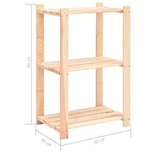 BIGBARLEY Shelving Unit, Storage Organizer for Home, Garage, Basement, Shed and Laundry Room, 3-Tier Storage Rack 23.6"x15"x35.4" Solid Pinewood 330.7 lb