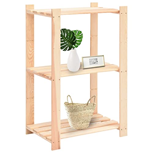 BIGBARLEY Shelving Unit, Storage Organizer for Home, Garage, Basement, Shed and Laundry Room, 3-Tier Storage Rack 23.6"x15"x35.4" Solid Pinewood 330.7 lb