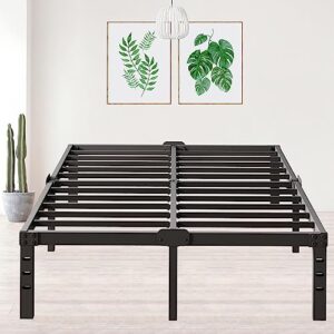 lijqci king size bed frame, 18 inch king bed frame no box spring needed, metal platform heavy duty mattress foundation steel slat support 3000 lbs, easy assemble, non slip, noise free, black