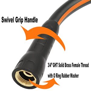 EADUTY Hybrid Lead In Garden Hose 5/8 IN. x 6 FT, Heavy Duty, Lightweight, Flexible with Swivel Grip Handle and Solid Brass Fittings, Gray+Orange