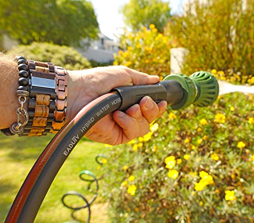 EADUTY Hybrid Lead In Garden Hose 5/8 IN. x 6 FT, Heavy Duty, Lightweight, Flexible with Swivel Grip Handle and Solid Brass Fittings, Gray+Orange