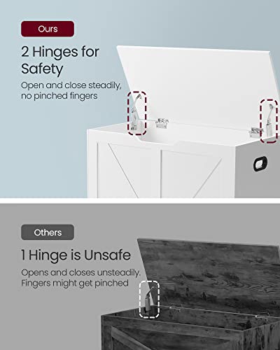 VASAGLE Storage Chest, Storage Trunk with 2 Safety Hinges, Storage Bench, Shoe Bench, Barn Style, 15.7 x 31.5 x 18.1 Inches, for Entryway, Bedroom, Living Room, White ULSB062T14