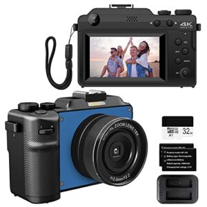 point and shoot digital cameras 48mp digital cameras for photography 4k vlogging camera autofocus 18x zoom photography camera with 32gb card, dual cameras, 2 batteries vlogging camera for youtube