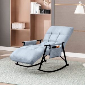 balus adjustable rocking chair lounge children chair, modern lounger sofa,lie or sleep lazy chair, internet celebrity single rocker chair,for apartment/bedroom/balcony/courtyard(dark grey)