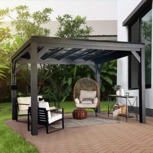 backyard discovery stonebridge 12 ft. x 9 ft. 6 in. all metal steel gazebo with hard top steel slant roof