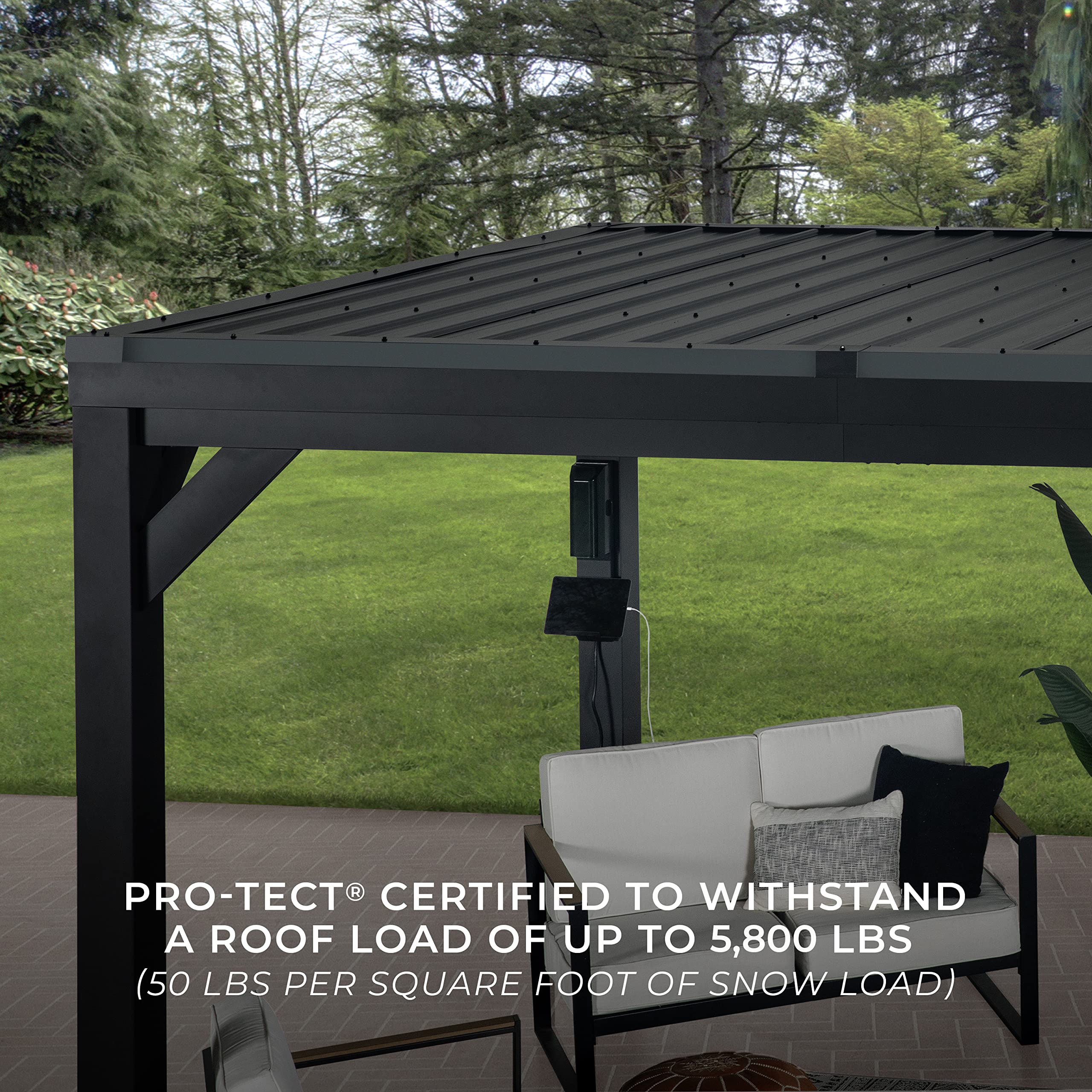 Backyard Discovery Stonebridge 12 ft. x 9 ft. 6 in. All Metal Steel Gazebo with Hard Top Steel Slant Roof