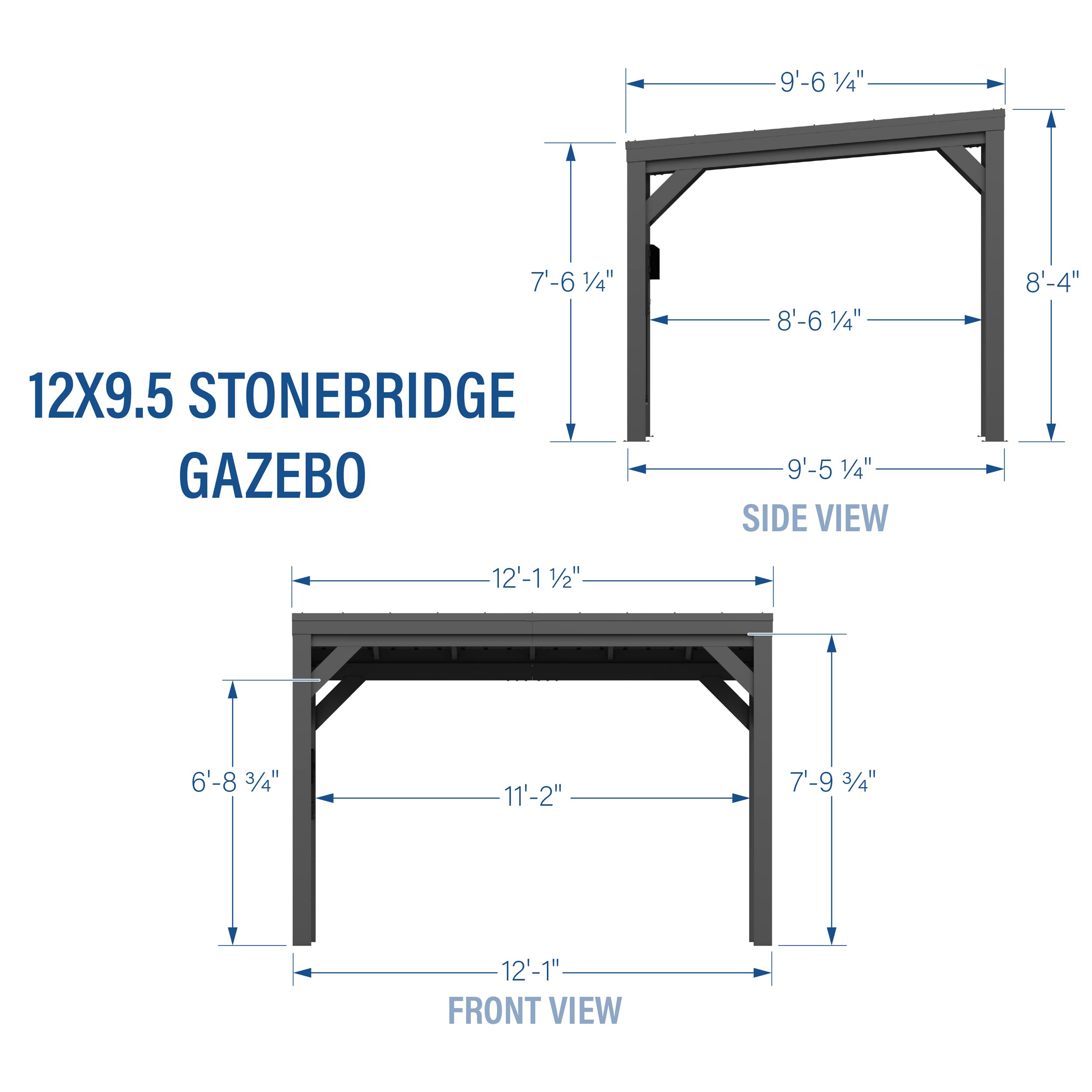 Backyard Discovery Stonebridge 12 ft. x 9 ft. 6 in. All Metal Steel Gazebo with Hard Top Steel Slant Roof