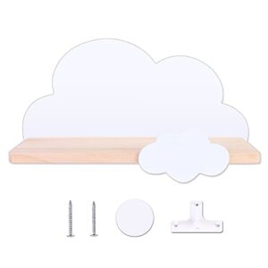 1 pcs floating cloud shelves for children’s bedroom - wooden wall shelf cute cloud floating bedroom book shelf kids nursery room floating shelves storage shelf,wooden shelf for wall decoration