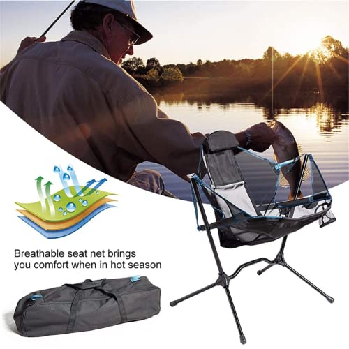 NOBLEDUCHESS Swinging Camping Chair,Portable Outdoor Folding Rocking Chair,Hammock Camping Chair, Aluminum Alloy Adjustable Back Swinging Chair, Folding Rocking Chair with Cup Holder