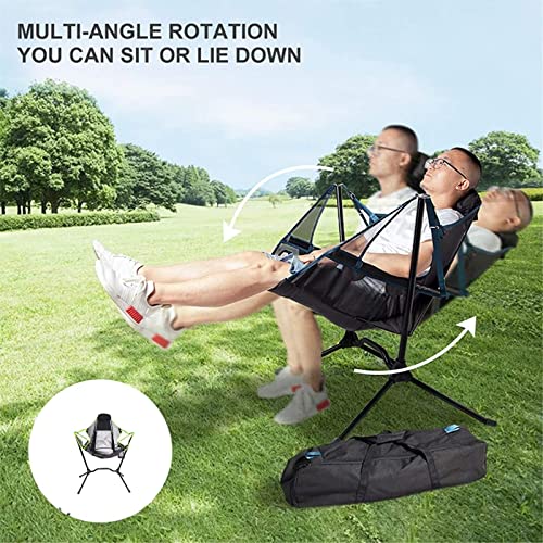 NOBLEDUCHESS Swinging Camping Chair,Portable Outdoor Folding Rocking Chair,Hammock Camping Chair, Aluminum Alloy Adjustable Back Swinging Chair, Folding Rocking Chair with Cup Holder