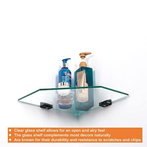 APROTOSS Transform Your Bathroom into a Stylish Oasis with Our 11-inch Glass Corner Shower Shelf.Glass Shower Shelves,Glass Floating Shelf Perfect for Showcasing Your Favorite Items