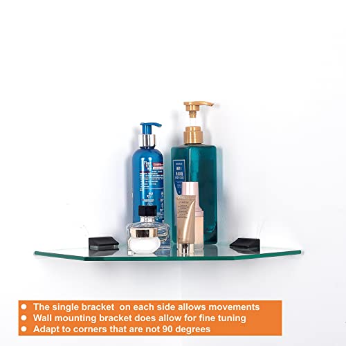 APROTOSS Transform Your Bathroom into a Stylish Oasis with Our 11-inch Glass Corner Shower Shelf.Glass Shower Shelves,Glass Floating Shelf Perfect for Showcasing Your Favorite Items