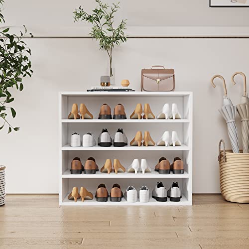 WAHEY Shoes Rack, 4-Tier Free Standing Wood Closet Organizer Unit, FSSR003