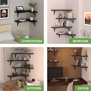 NATURE'S SOURCE Floating Corner Shelves Set of 7 Black