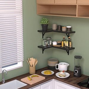 NATURE'S SOURCE Floating Corner Shelves Set of 7 Black