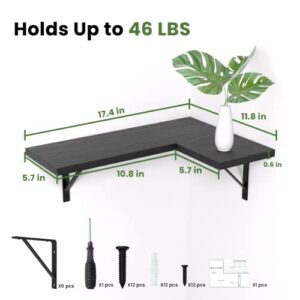 NATURE'S SOURCE Floating Corner Shelves Set of 7 Black