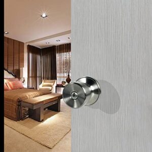 DSJJBLL Satin Nickel Door Knob with Lock and Key Round Ball Lock Interior/Exterior Door Knob for Bedroom Or Bathroom