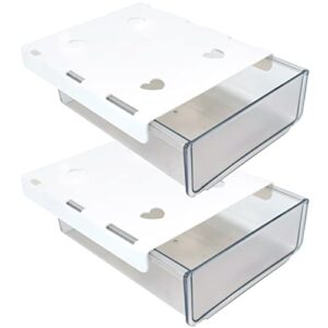 2pcs under desk drawer, under cabinet drawers slide out self-adhesive hidden medium pencil box under table storage organizer for office home kitchen closet desk stationery (8.3*6.9*2.5in)