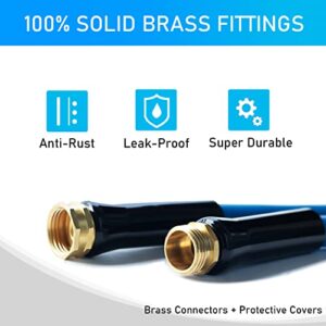 DayisTools Heavy Duty Hybrid Garden Hose 25ft, Flexible Kink Resistant Water Hose 5/8 IN x 25 Feet, Lightweight, Super Strong, All-weather, Burst 600 PSI, 3/4 IN GHT Solid Brass Fittings, Blue