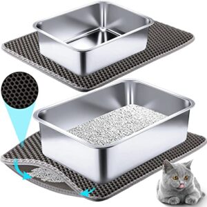 4 pcs stainless steel cat litter box kitten litter box mat rust proof metal cat box honeycomb waterproof design double layer kitty litter trapper mat odor control small litter box for cat rabbit