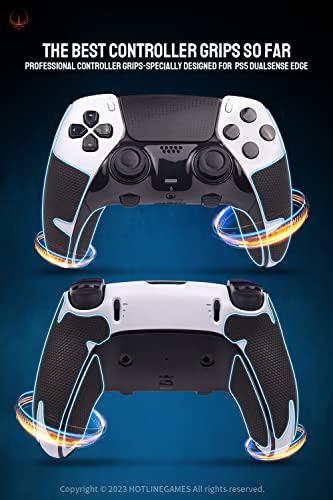 Hotline Games 2.0 Plus Controller Grip Compatible with PS5 DualSense Edge Controllers Grips Tape, Textured Soft Skin Kit, Anti-Slip, Sweat-Absorbent, Easy to Apply (for Handle Grips)